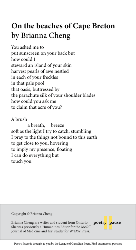 On the beaches of Cape Breton by Brianna Cheng - League of Canadian Poets