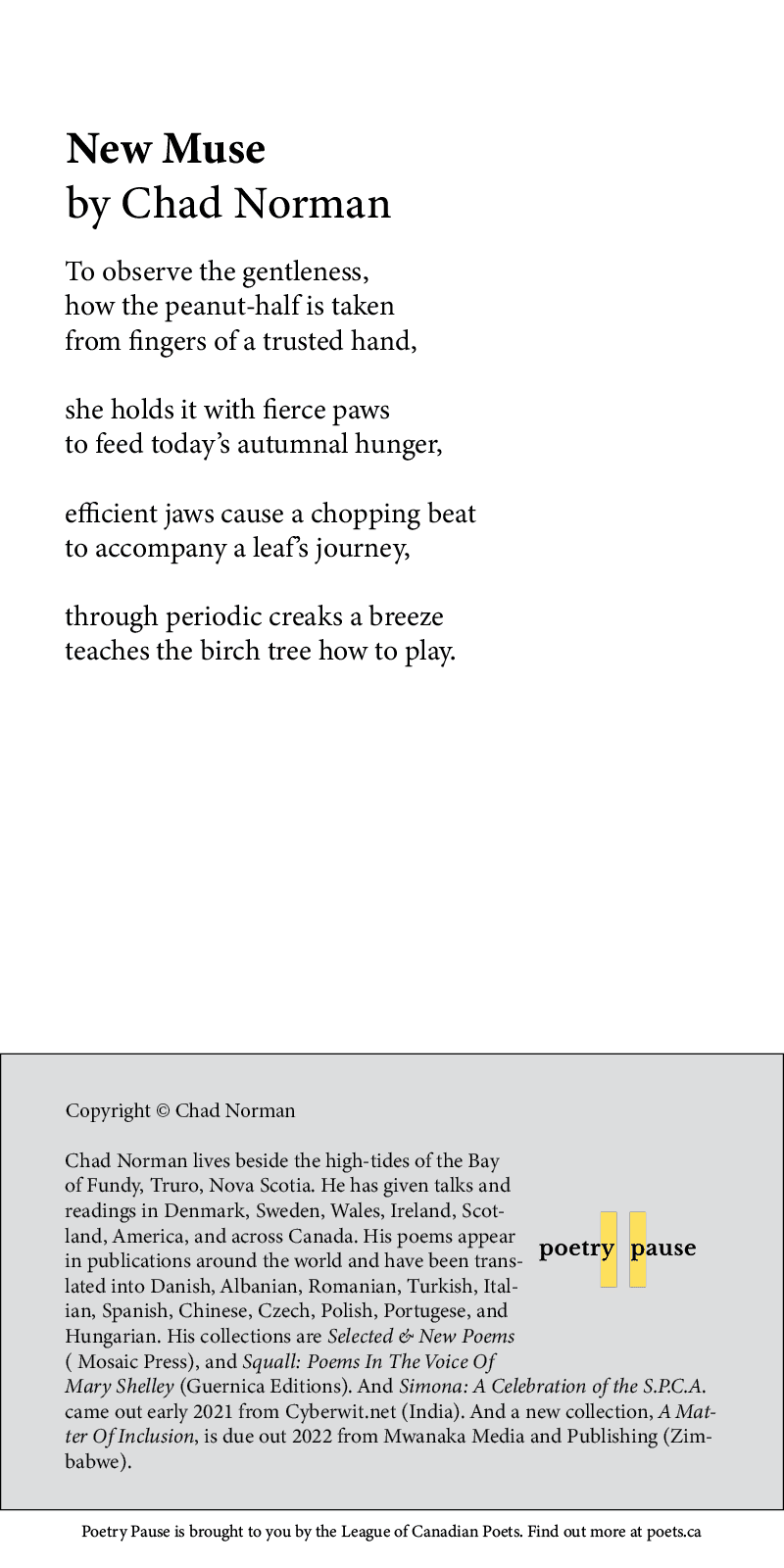 New Muse by Chad Norman - League of Canadian Poets